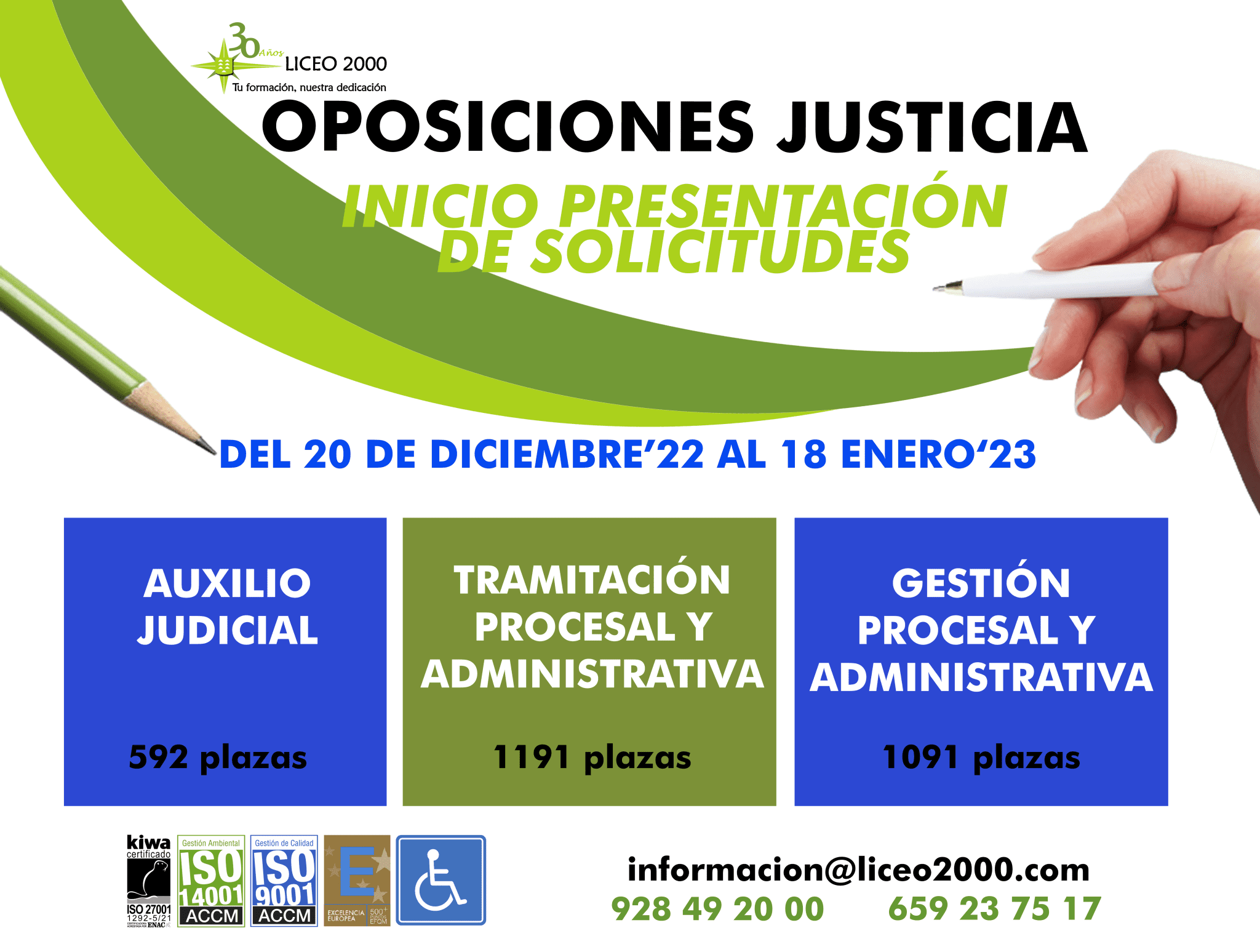 INICIO CONVOCATORIA DE SOLICITUDES PARA OPOSICIONES JUSTICIA – Liceo 2000